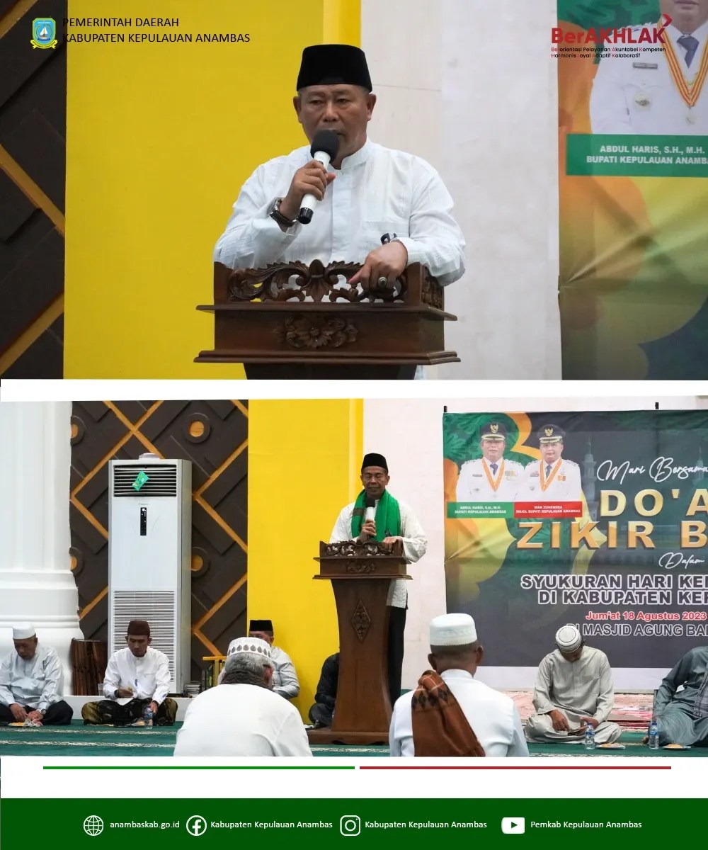 Pemda Anambas Gelar Doa dan Zikir Bersama Dalam Rangka Syukuran Peringatan HUT RI Ke 78 Tahun 2023